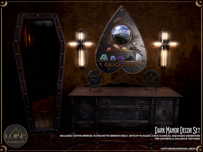 Second Life Marketplace - LORE Dark Manor Decor Fatpack